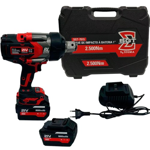 Chave de impacto a bateria 21V encaixe 1" com 2 baterias - SGT-7515 - Sigma