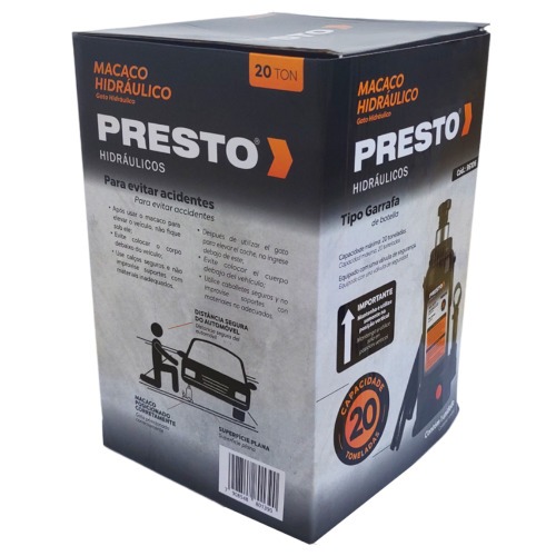 Macaco hidráulico tipo garrafa 20 toneladas - 96106 - Presto