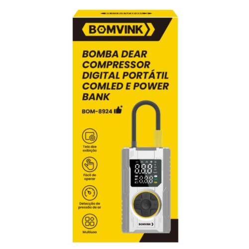 Mini Compressor de Ar portátil digital 150 PSI com LED e Power Bank ...