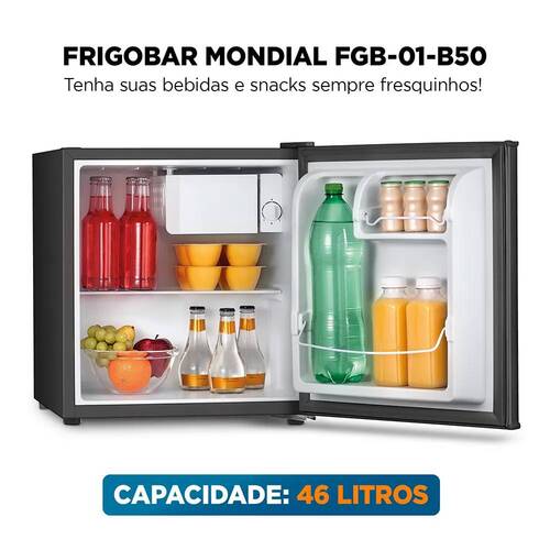 Frigobar 46 litros porta reversível preto - FGB-01-B50 110V - Mondial
