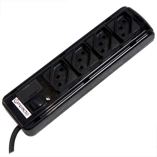 Filtro de linha 4 tomadas 1,1 metro 10A preto - FLK04DABS - Impacto Eletronics