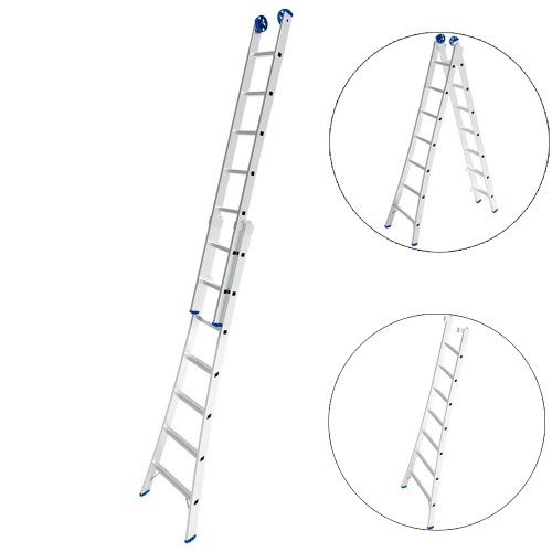 Escada de alumínio extensível 2 x 7 degraus 2,18 x 3,65 m 3 em 1 - 5203 ...