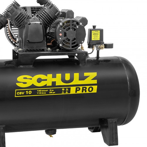 Compressor de ar 10 pés 110L 2hp 140 libras monofásico