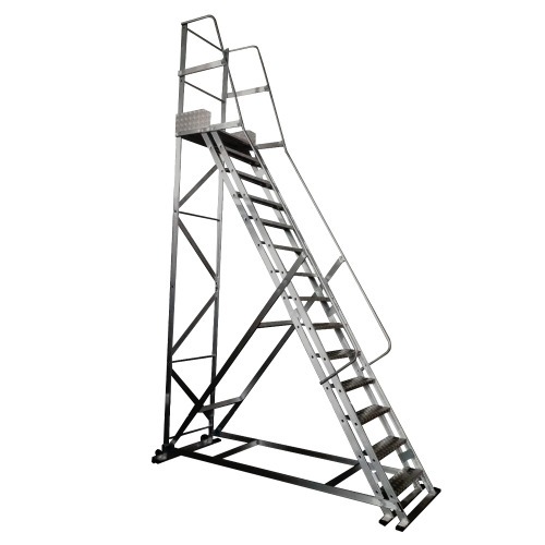 Escada plataforma de alumínio 3.50 m c/ 13 degraus + patamar ...