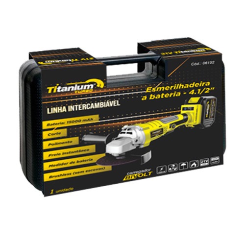 Esmerilhadeira a bateria 4.1/2" 21V 15Ah Brushless velocidade variável ...