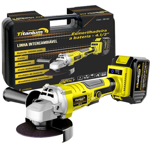 Esmerilhadeira a bateria 4.1/2" 21V 15Ah Brushless velocidade variável ...