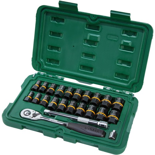 Jogo de soquete Bolt Biter 7 a 19 mm encaixe 1/4" e 3/8" com 23 peças ...