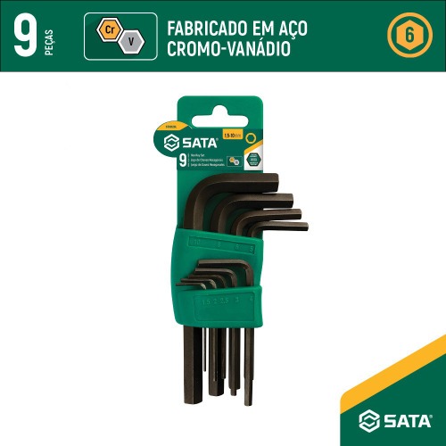 Jogo de chave allen curta 1,5 a 10 mm com 9 peças - ST09129L - ST09129L ...