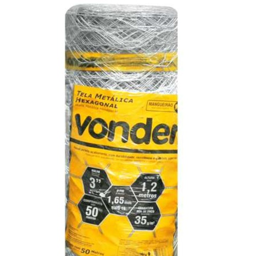 Tela metálica hexagonal malha 3" mangueirão 16 BWG x 1,2 m com 50m - 80 ...