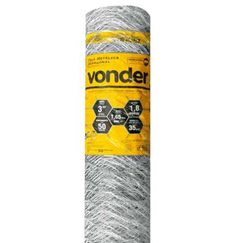 Tela metálica hexagonal malha 3" mangueirão 16 BWG x 1,8 m com 50m - 80 ...