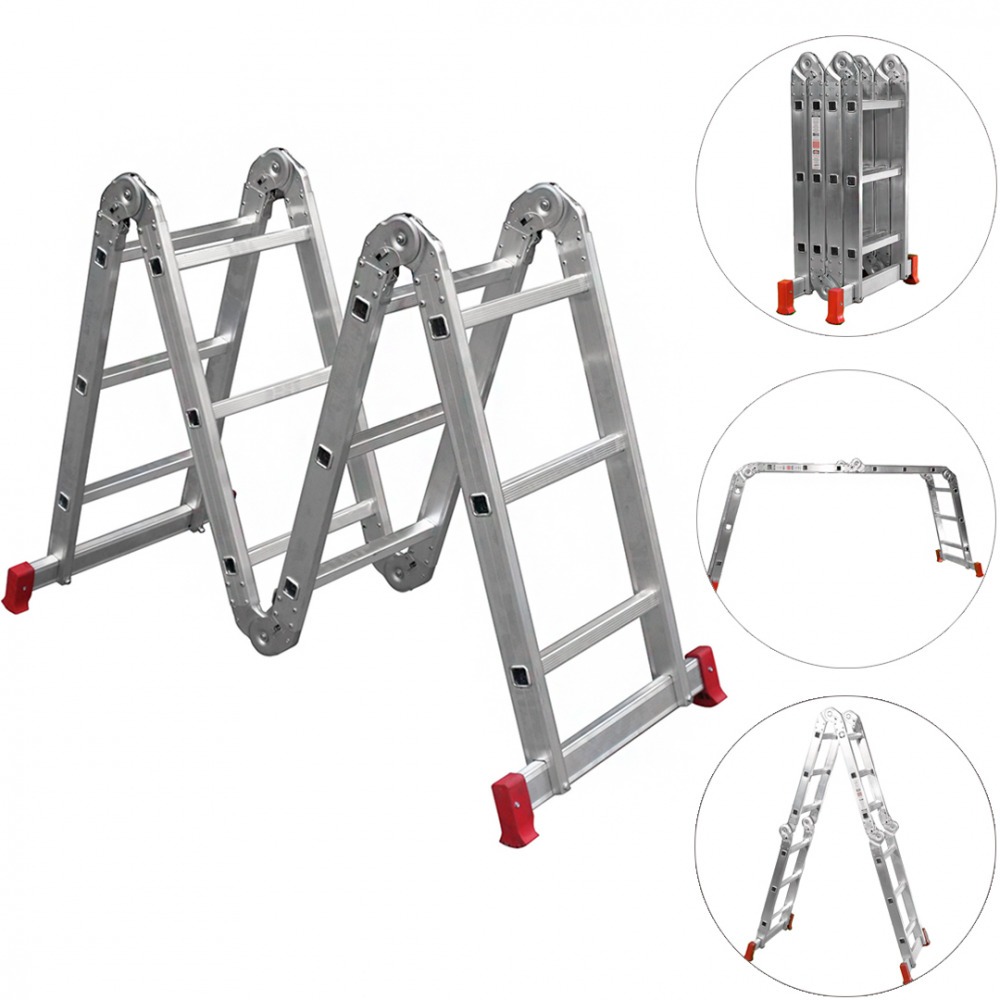 Escada multifuncional de alumínio 4 x 3 com 12 degraus 13 em 1 ...